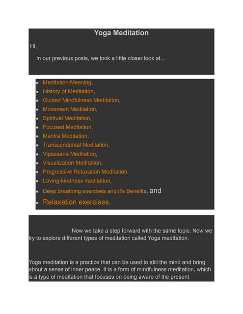 Yoga and Meditation | PPTX