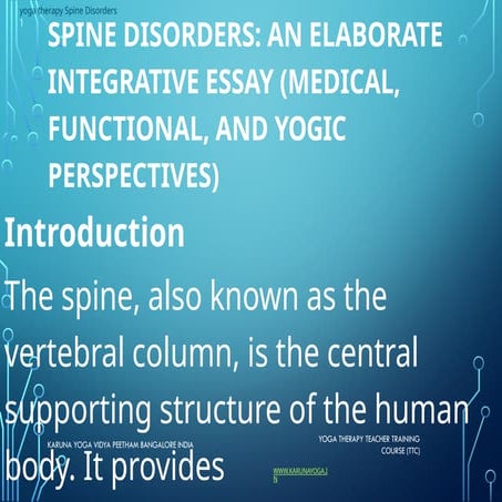 yoga therapy Spine Disorders An Elaborate Integrative Essay (Medical ...