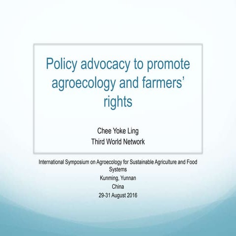 Policy advocacy to promote agroecology and farmers’ rights | PPTX