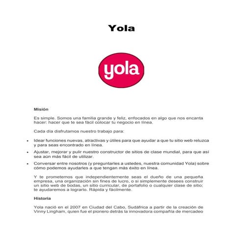 Yola | PDF | Content Production | Hobbies & Interests