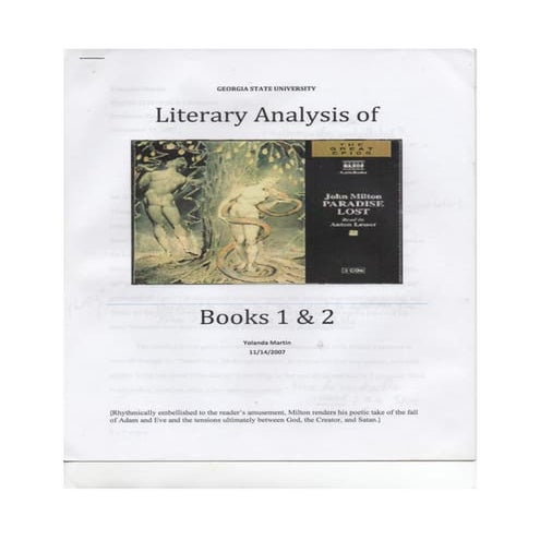 Yolanda martin gsu literary analysis of john milton's paradise lost ...