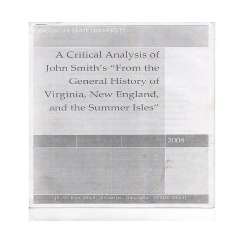 Yolanda martin gsu graded a critical analysis of john smith's from the ...