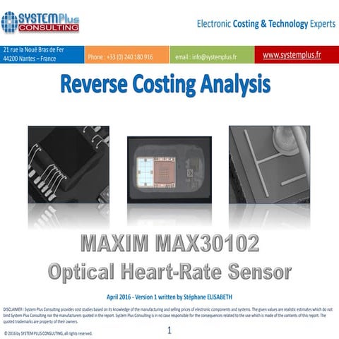 Maxim Integrated MAX30102 Optical Heart-Rate Sensor 2016 teardown ...
