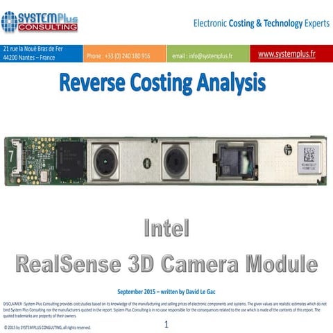 Yole Intel RealSense 3D camera module and STM IR laser 2015 teardown ...