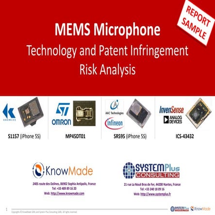MEMS microphone Patent Infringement April 2015 report published by Yole ...