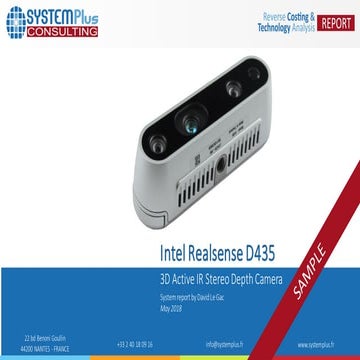 Intel RealSense D435 3D Active IR Stereo Depth Camera 2018 teardown reverse costing report ...