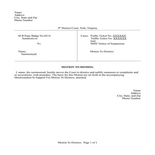 York County, Virginia General District Court Filing Traffic Court | PDF