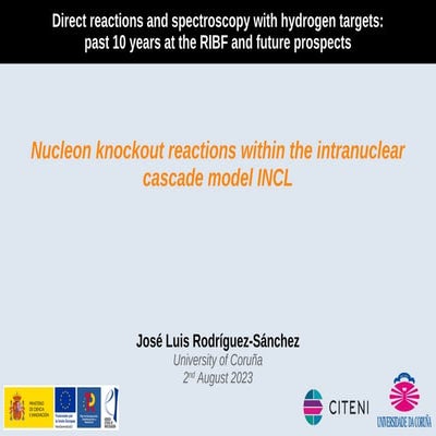 Nucleon knockout reactions within the intranuclear cascade model INCL | PPT