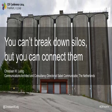 You can't breakdown silos but you can connect them - Christiaan Lustig ...