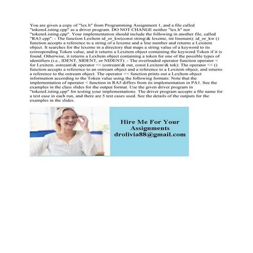 You Are Given A Copy Of Lex H From Programming Assignment 1 And A Fpdf 6216