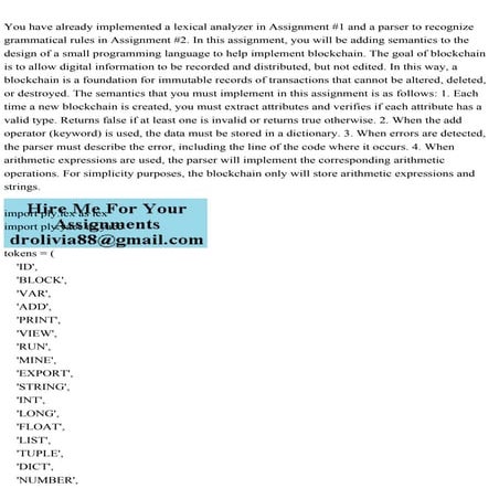 You Have Already Implemented A Lexical Analyzer In Assignment 1 Andpdf Programming Languages