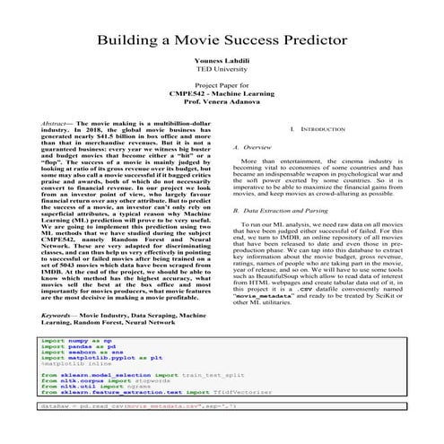 Building a Movie Success Predictor | PDF