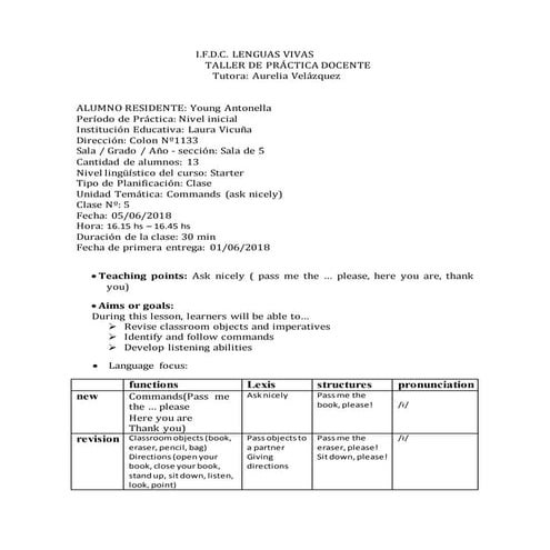 Trial Class 7-10 years old - ONLINE ESL CLASS | PDF