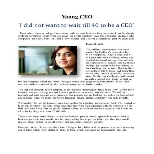 Young ceo | DOCX | Business Administration | Business