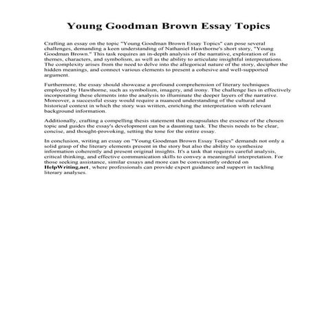 Young Goodman Brown Essay Topics.pdf | Free download