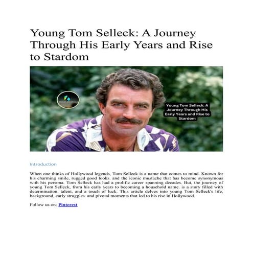 Young Tom Selleck: A Journey Through His Early Years and Rise to ...