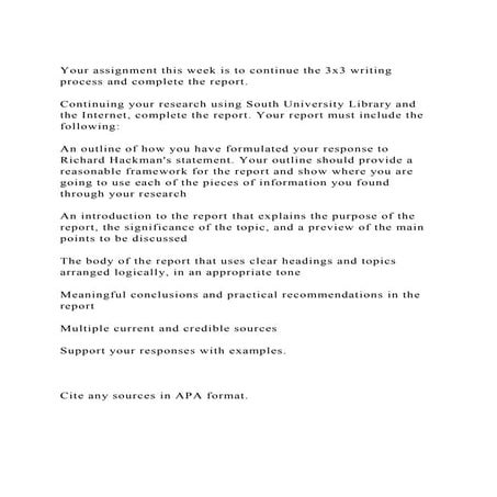 Your assignment this week is to continue the 3x3 writing process a.docx