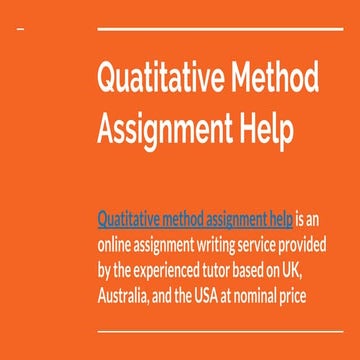 Quantitative Method Assignment Help | PPT