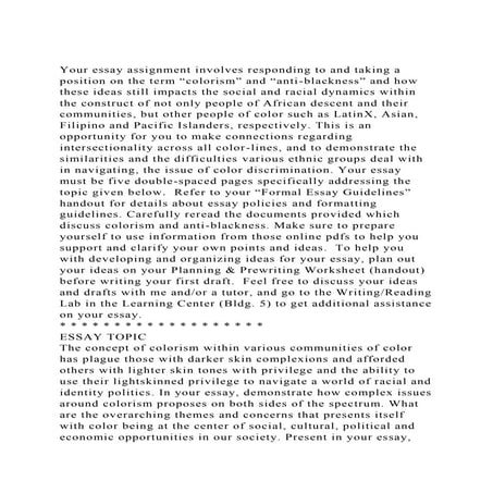 Your essay assignment involves responding to and taking a position.docx