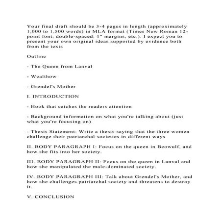 Your final draft should be 3-4 pages in length (approximately 1,000 .docx