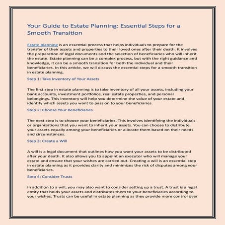 Estate Planning in India Process and Advantages | PDF