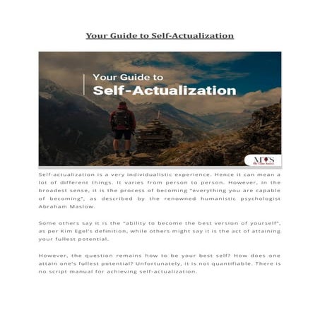 Your Guide to Self Actualization | PDF