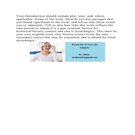 Your Introduction should include plot, tone, and, where applicable, | DOCX