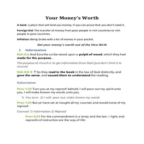 Your Money's Worth | PDF