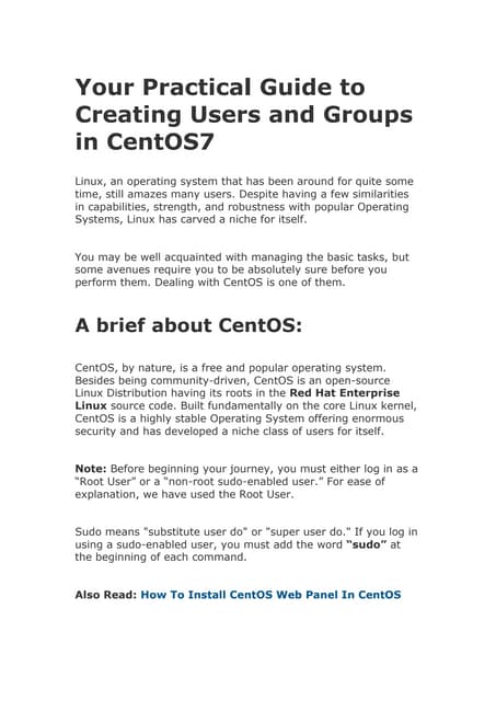Your Practical Guide To Creating Users And Groups In Centos 07 Pdf