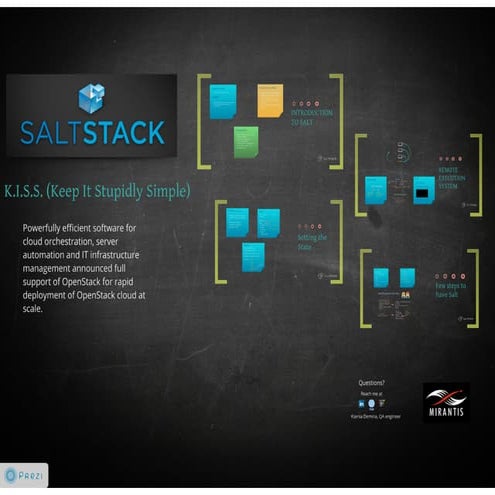 SaltStack. Orchestrator, that supports OpenStack deployment | PPT