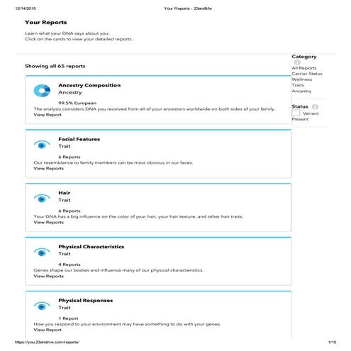 Your reports 23and me | PDF | Blood Disorders | Diseases and Conditions