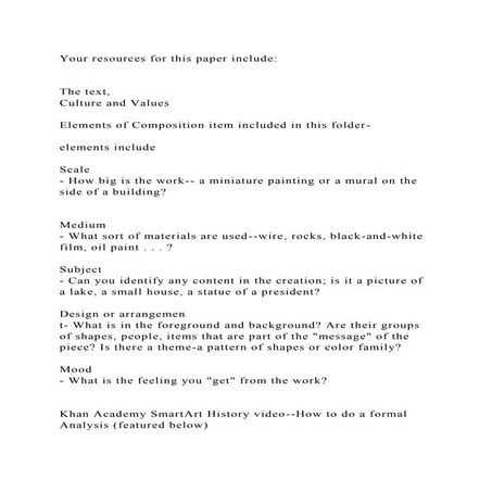 Your resources for this paper includeThe text, Culture and | PDF