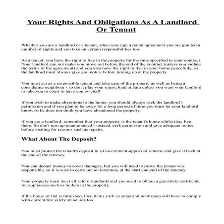 Your rights and obligations as a landlord or tenant kg | DOC