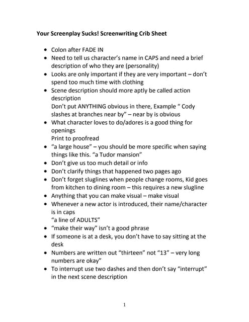 Script writing for level 1 | PPTX | Screenwriting | Content Production