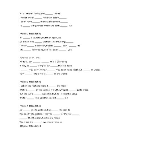 Your song cloze exercise | PDF