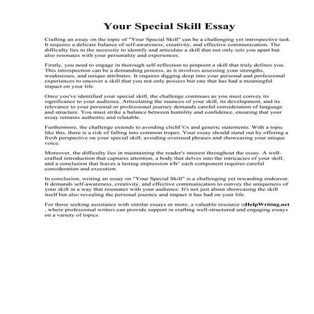 Your Special Skill Essay. Grade 4 Descriptive Essay My Hero Composition ...