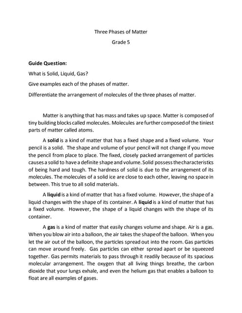 Matter: The Three States of Matter (Grade 8 - Science) | PPTX ...