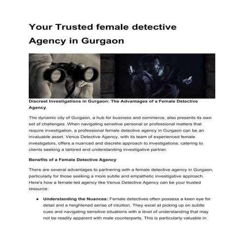 Your Trusted female detective Agency in Gurgaon | DOCX