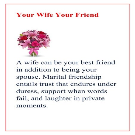 Your Wife is Your Friend your halfe and your best complementary part ...