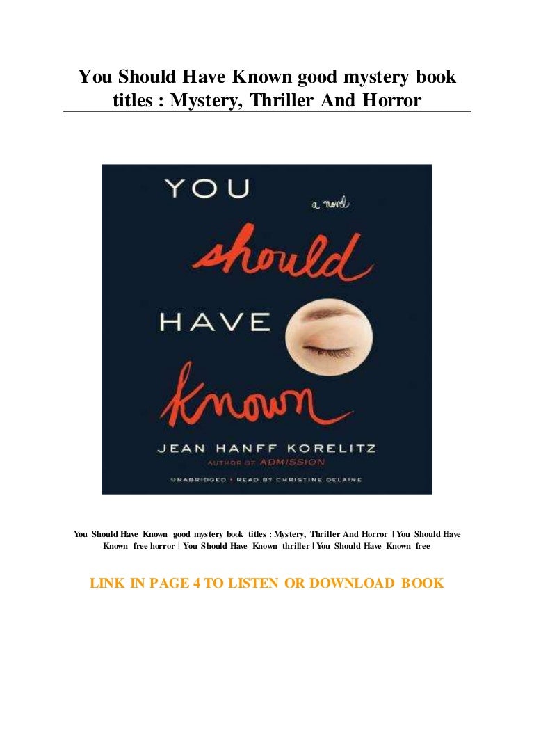 You Should Have Known Good Mystery Book Titles Mystery Thriller you-should-have-known-good-mystery-book-titles-mystery-thriller