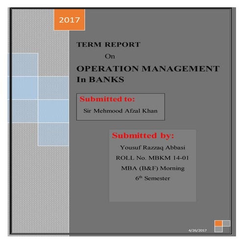 Report on Operation Management in Banks | DOCX
