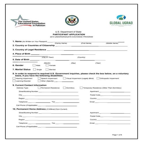 USEFP exchange program application | DOC