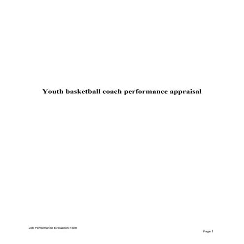 Youth basketball coach performance appraisal | DOC