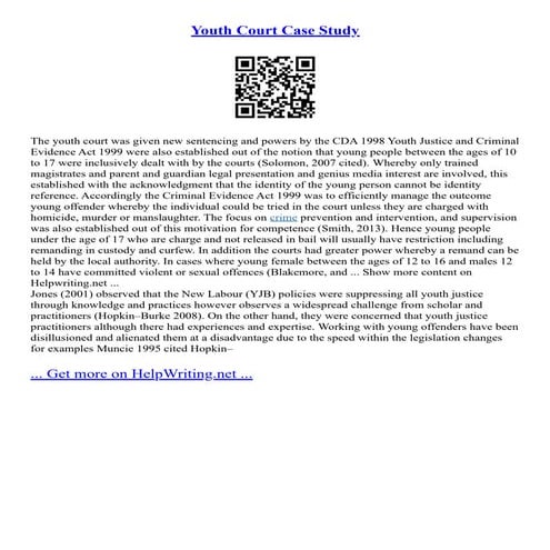 Youth Court Case Study | PDF | Crime & Harmful Acts to Individuals ...