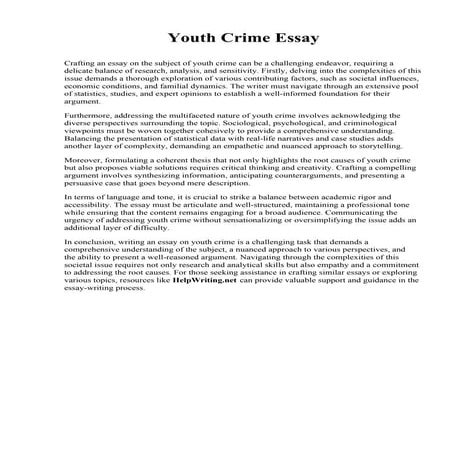 Youth Crime Essay | PDF