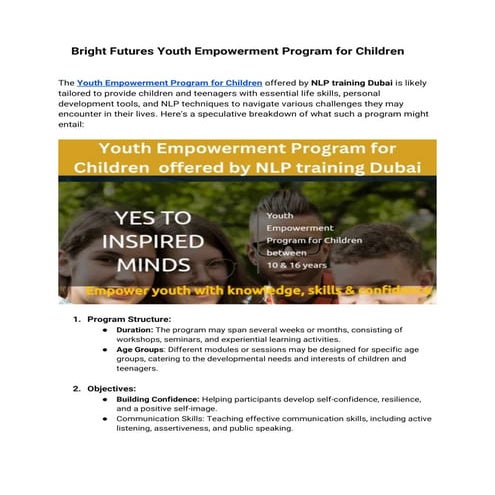 Bright Futures Youth Empowerment Program for Children | DOCX
