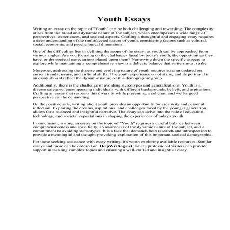Youth Essays | PDF | Business | Business and Finance