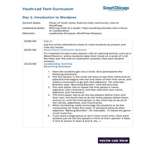 Youth-Led Tech Curriculum, All days (PDF) | PDF