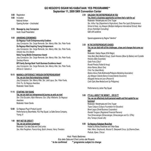 Go Negosyo Youth Summit Programme | PPT