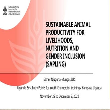 Sustainable Animal Productivity for Livelihoods, Nutrition and Gender ...
